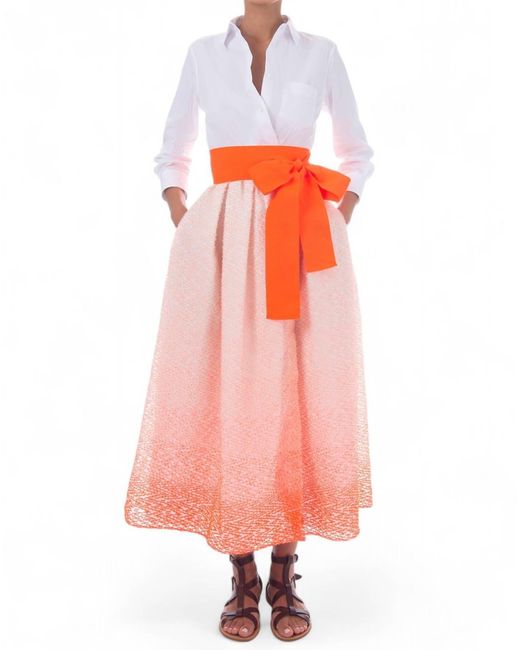 Sara Roka Midi Wrap Shirt Dress in Pink | Lyst