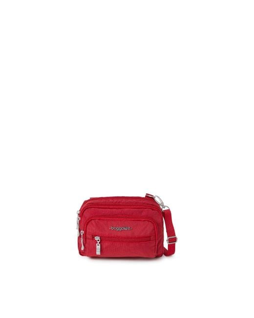 Baggallini Triple Zip Bagg Small Crossbody Bag in Red | Lyst