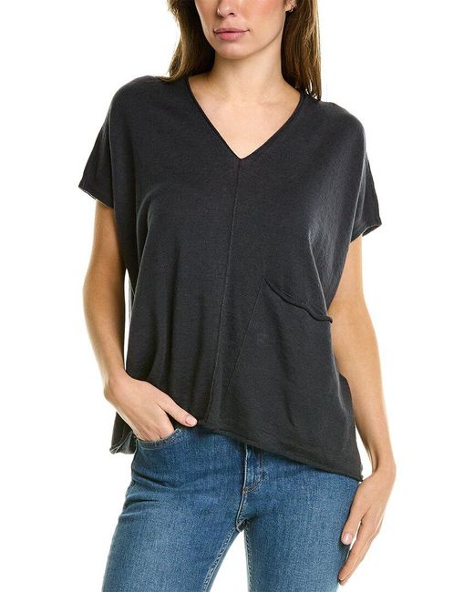 Eileen Fisher Boxy Linen-blend Top in Black | Lyst Eileen Fisher Boxy Linen-blend Top in Black | Lyst