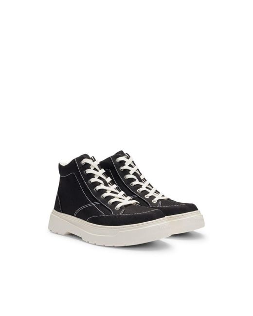 HUGO High-Top Trainers With Stacked-Logo Badge in Black for Men | Lyst