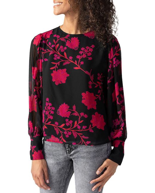 Sanctuary Chiffon Sheer Blouse In Red Lyst
