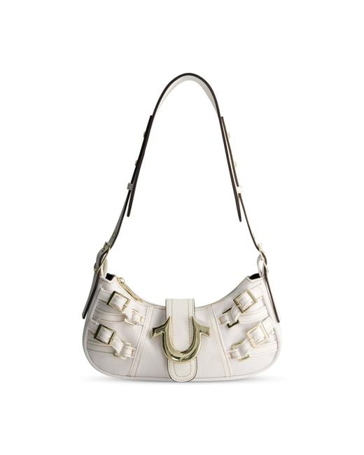 TRUE RELIGION Multi Strap Denim Shoulder Bag in Natural | Lyst