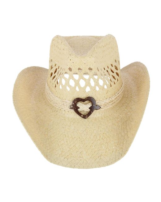 CTM Western Straw Cowboy Hat With Heart Concho in Metallic | Lyst