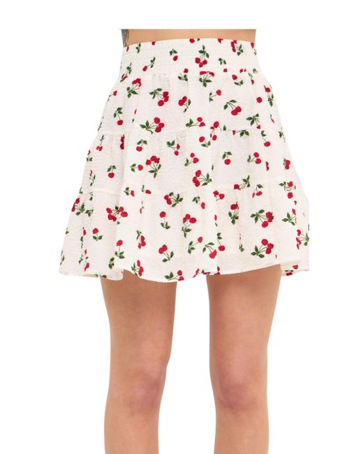 English Factory Cherry Print Mini Skirt in Red | Lyst
