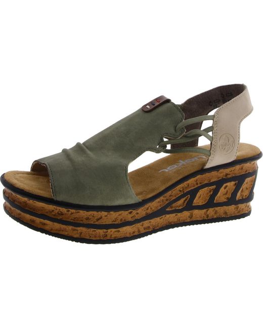 Rieker Rose 75 Faux Leather Slingback Wedge Sandals in Brown | Lyst