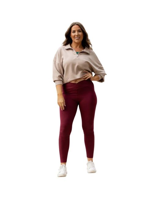 Julia Rose Molly Crossover Full Length Leggings With Pockets in Red | Lyst