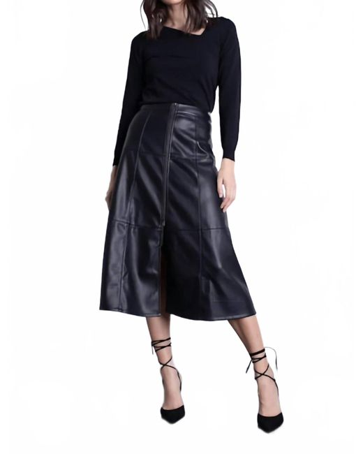 Karina Grimaldi Victoria Vegan Leather Midi Skirt in Blue | Lyst