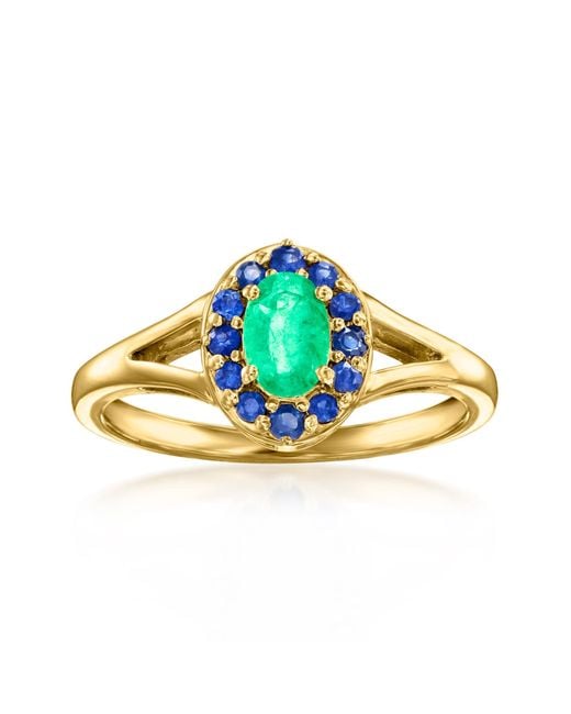 Ross-Simons Emerald And . Sapphire Ring in Blue | Lyst
