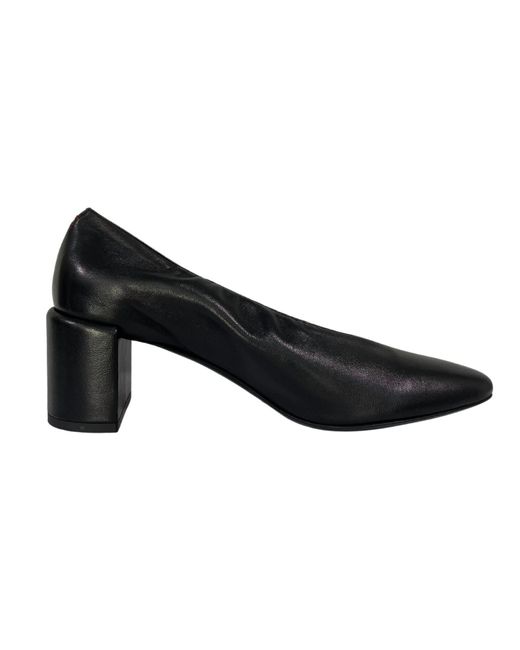 Halmanera Stack Heel Round Toe Pump in Black | Lyst