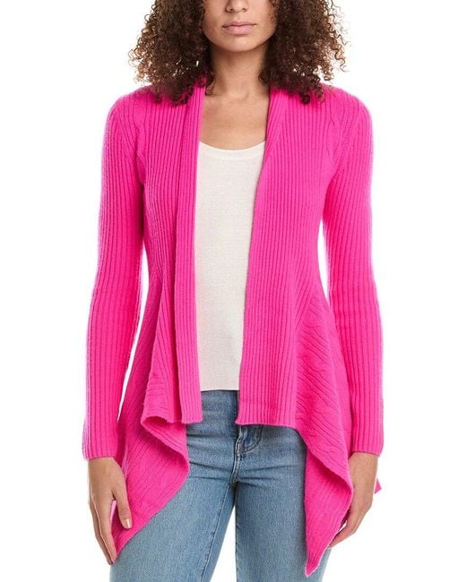 Autumn Cashmere Cable Drape Cashmere & Wool-blend Cardigan in Pink | Lyst