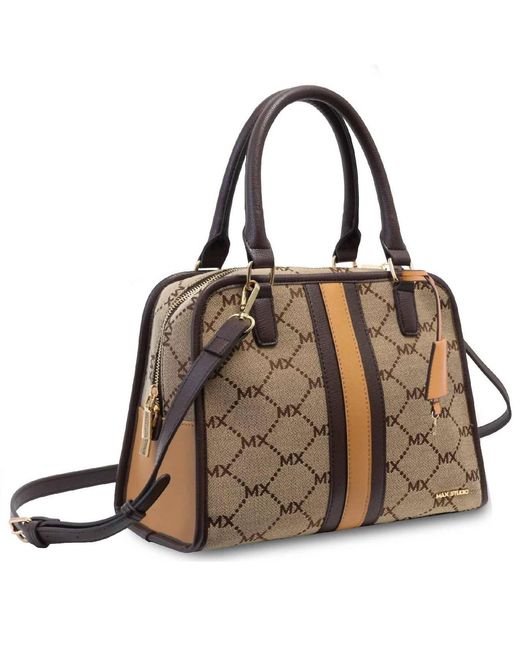 Max Studio Signature Print Jacquard Satchel Bag in Brown | Lyst