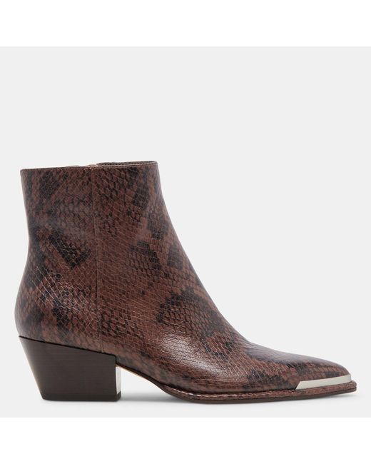 Dolce Vita Nonah Booties Java Snake Embossed in Brown | Lyst