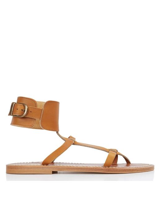 K. Jacques K Jacques Ladies Caravelle Flat Leather Sandals in Brown | Lyst