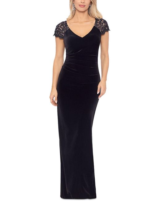 X by Xscape Double V-Neck Long Evening Dress in Blue | Lyst