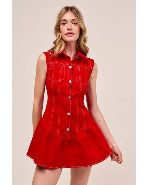 TRUEDAMES Button Down Sleeveless Collared Game Day Mini Dress | Lyst