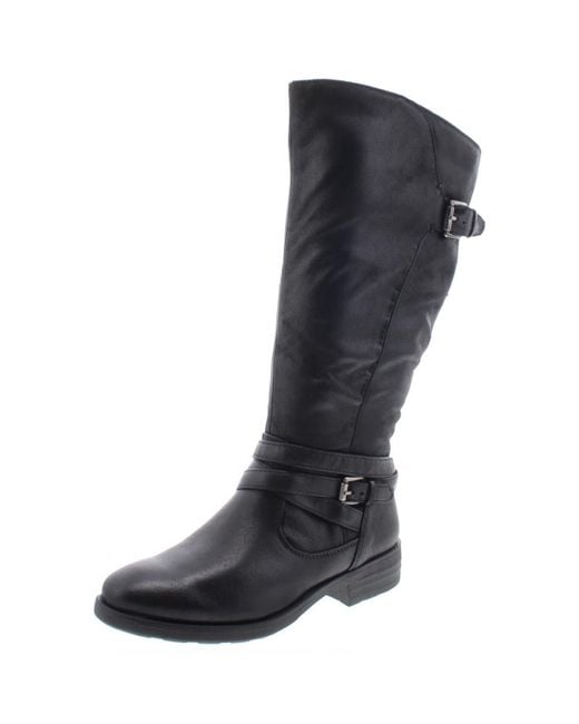 BareTraps Alysha Faux Leather Tall Riding Boots in Black | Lyst