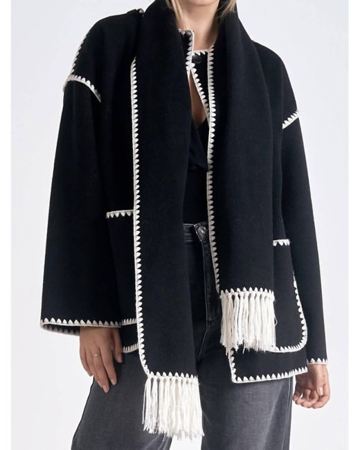 Elan Jacket With Top Stitch And Removeable Scarf in Blue | Lyst