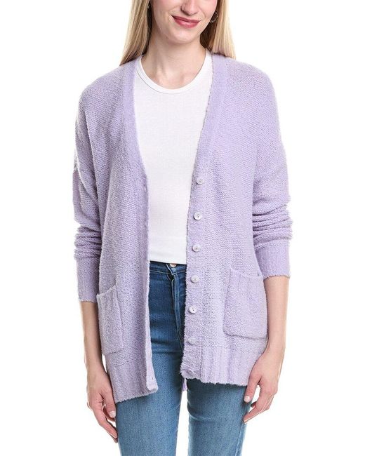 Autumn Cashmere Boucle Oversize Boyfriend Cashmere Cardigan in Purple ...