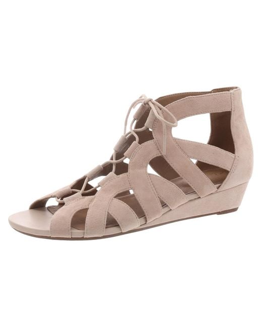 Clarks Parram Lux Suede Tie-Up Gladiator Sandals in Pink | Lyst