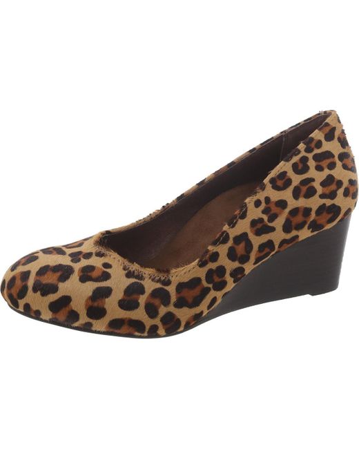 Vionic Antonia Calf Hair Leopard Print Wedge Heels in Brown | Lyst