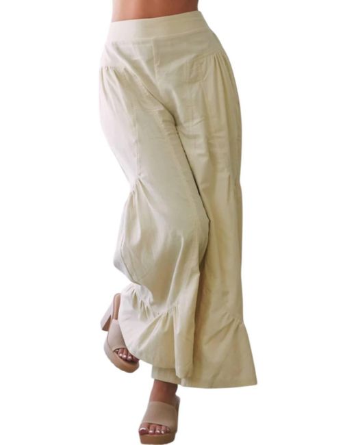 Mustard Seed Wide Leg Ruffle Pants in Natural | Lyst