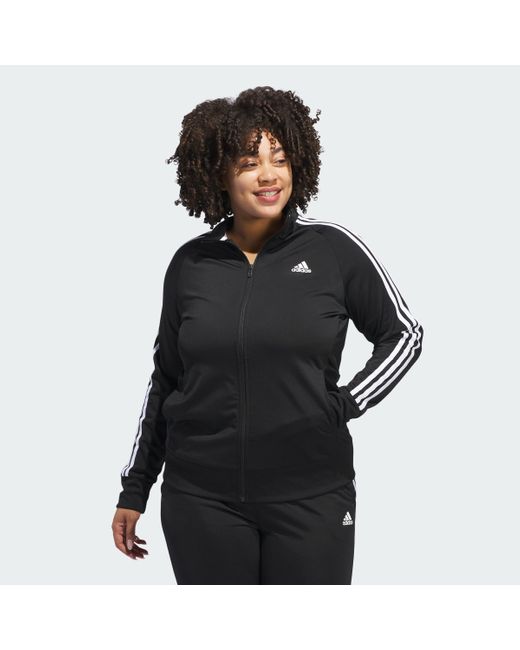 adidas Essentials Warm-Up Tricot Slim 3-Stripes Track Jacket (Plus Size ...