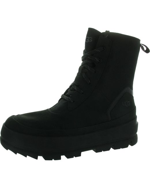 UGG The Lug Lace-Up Leather Combat & Lace-Up Boots in Black | Lyst