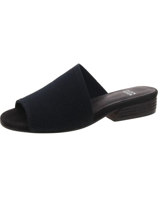 Eileen Fisher Noto Slip On Peep Toe Slide Sandals in Black | Lyst
