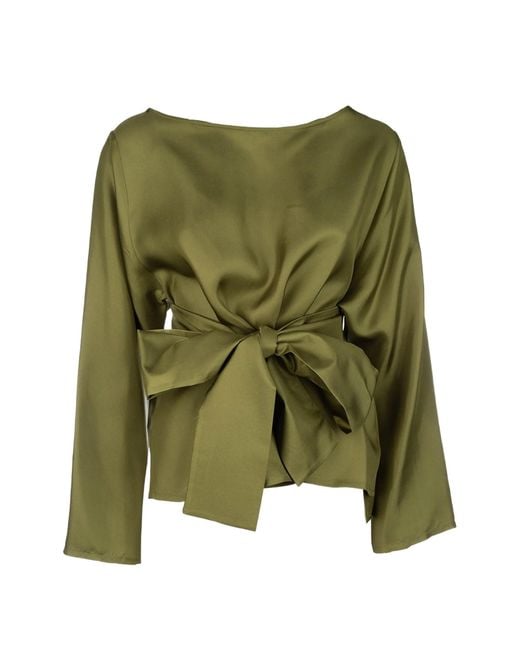 Co.Go Silk Blouse in Green | Lyst