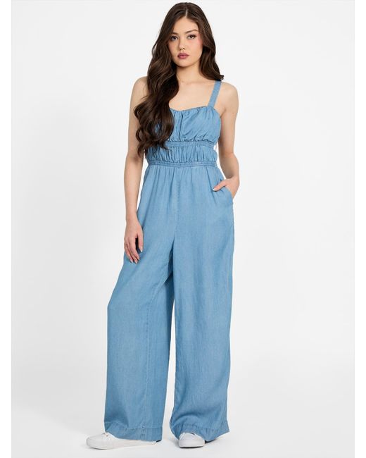 Guess Eco Brenda Chambray Jumpsuit in Blue | Lyst
