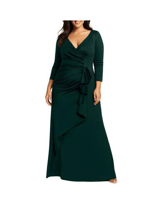 Xscape Plus Ponte V Neck Evening Dress in Green | Lyst