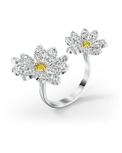 Swarovski Eternal Double Flower Ring in Metallic | Lyst Swarovski Eternal Double Flower Ring in Metallic | Lyst