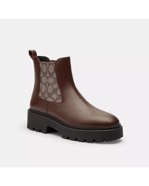 COACH Lucy Chelsea Boot With Signature Polyester in Brown | Lyst