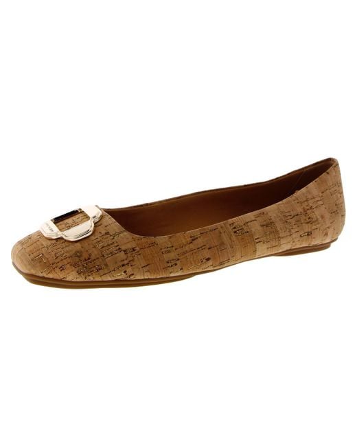 Anne Klein Cork Fabric Ballet Flats in Brown | Lyst