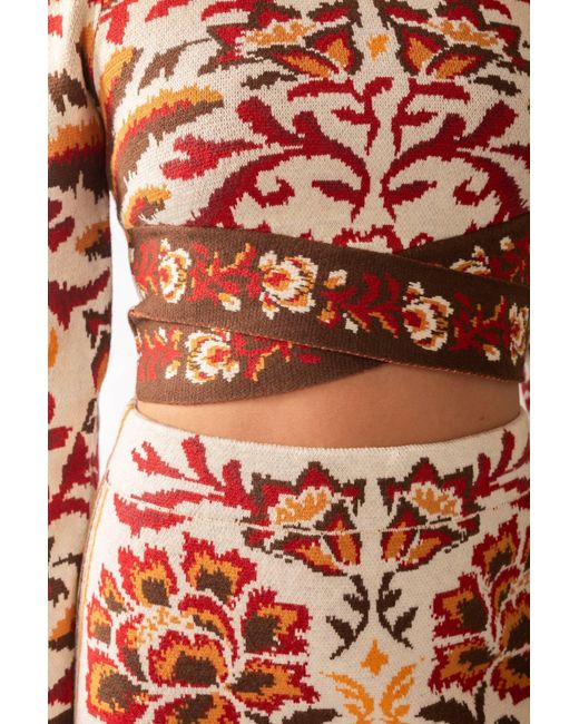 FARM Rio Toucans Scarf Knit Top in Red | Lyst