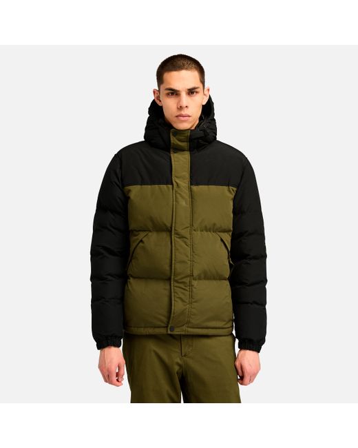 Timberland Puffer Hooded Jacket in Green for Men | Lyst