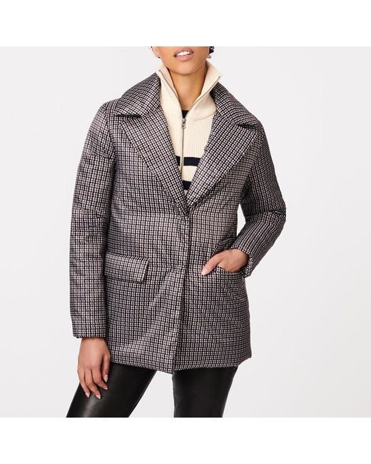 Bernardo Manhattan Mini Plaid Blazer Puffer Jacket in Gray | Lyst