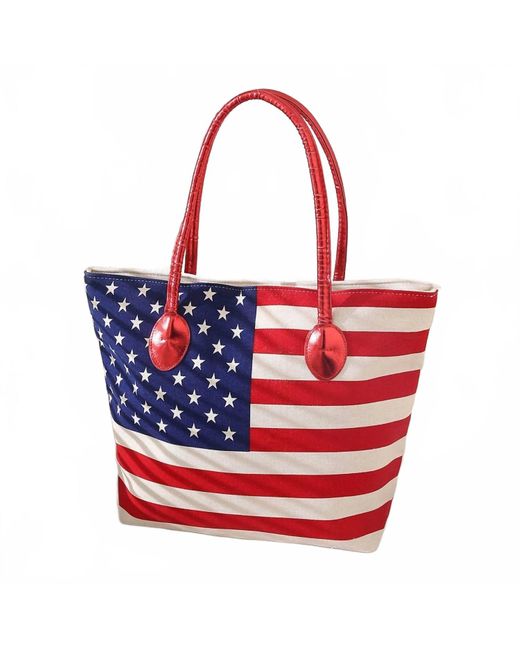 Judson & Company American Flag Patriotic Canvas Tote Bag With Metallic ...