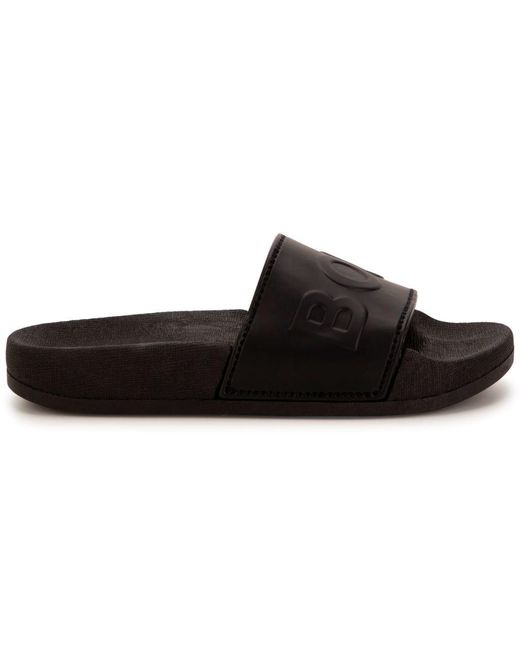 BOSS Logo Sliders in Black for Men | Lyst