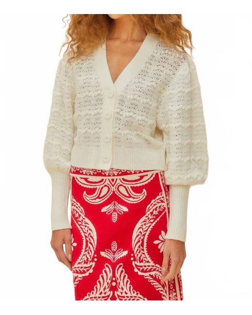 FARM Rio Mix Lace Stitch Cardigan in Red | Lyst