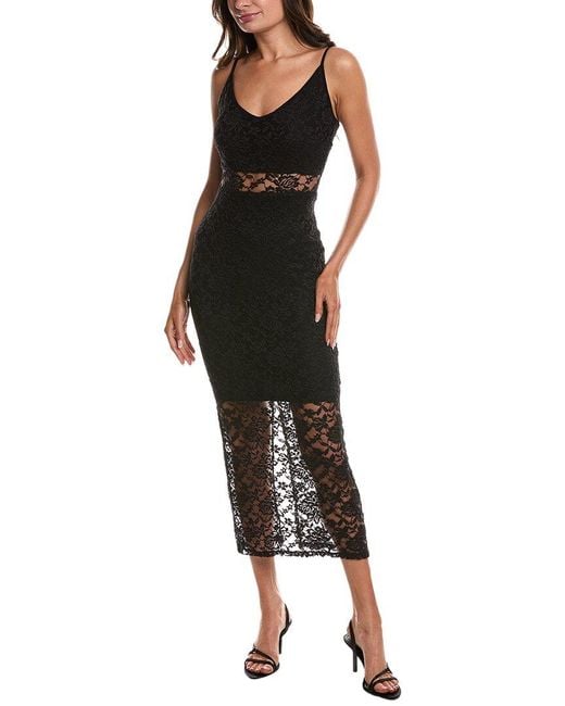 Bebe Lace Spaghetti Strap Maxi Dress in Black | Lyst