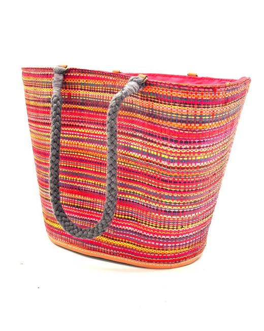 Shebobo Straw Beach Bag in Pink | Lyst