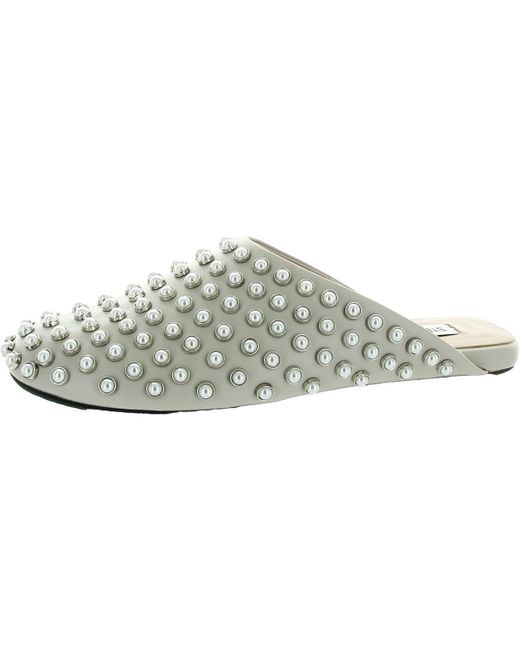 Steve Madden Embellished Faux Leather Mules in Gray | Lyst