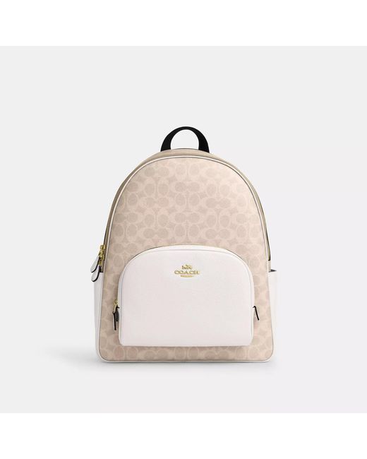 COACH Large Court Backpack in Natural | Lyst