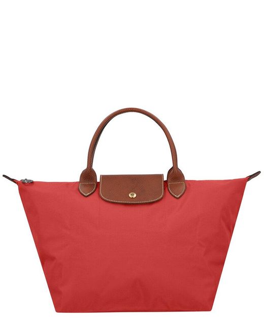 Longchamp Le Pliage Original Medium Canvas Handbag in Red | Lyst