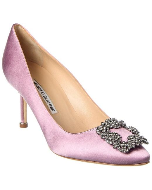 Manolo Blahnik Hangisi 70 Satin Pump in Pink | Lyst