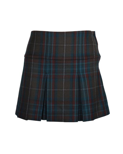 Miu Miu Plaid Pleated Mini Skirt In Green Wool in Blue | Lyst Miu Miu Plaid Pleated Mini Skirt In Green Wool in Blue | Lyst