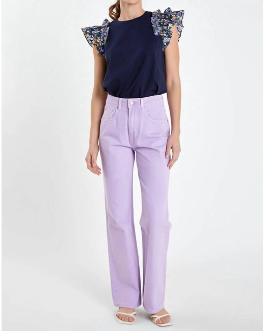 English Factory Full Length Wide Leg Jeans in Purple | Lyst