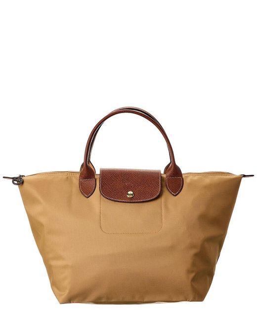 Longchamp Le Pliage Original Medium Top Handle Canvas Bag in Brown | Lyst