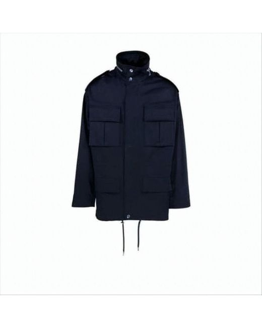 Ami Paris Structured High-Collar Jacket With Utility Pockets in Blue ...